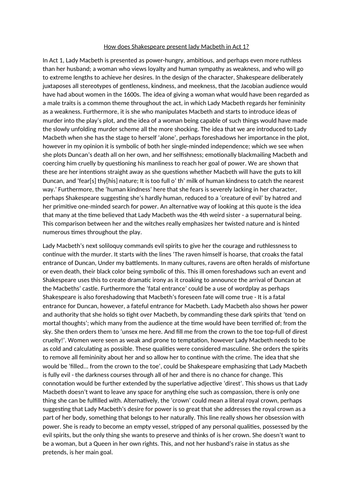 Grade 9 GCSE analytical essays on Macbeth | Teaching Resources