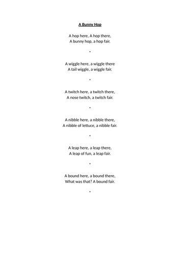 Bunny poem video Y2/Y3 | Teaching Resources