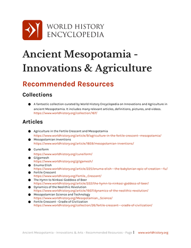 Mesopotamia: Agriculture & Innovations | Teaching Resources