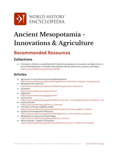 Mesopotamia: Agriculture & Innovations | Teaching Resources