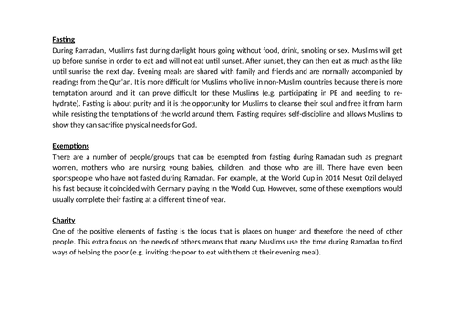 GCSE AQA RS (Spec A) - Islam Practices | Teaching Resources