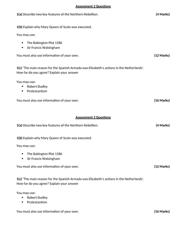 Elizabethan England - Unit 2 - Knowledge & Assessment Booklet + All ...