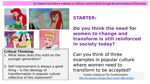 BOW Gender Stereotypes in Disney Film Ariel IB DP | Teaching Resources