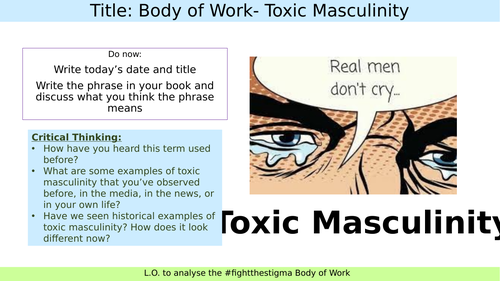 BOW Toxic Masculinity #fightthestigma campaign IB Dp | Teaching Resources