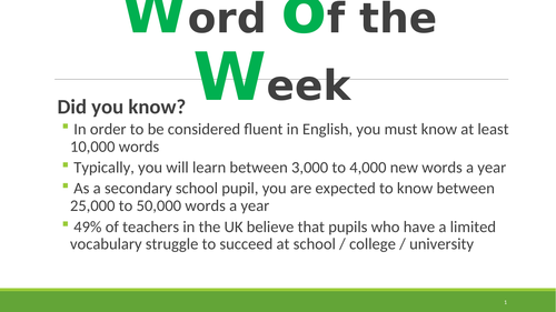 Whole school literacy - Word of the Week | Teaching Resources
