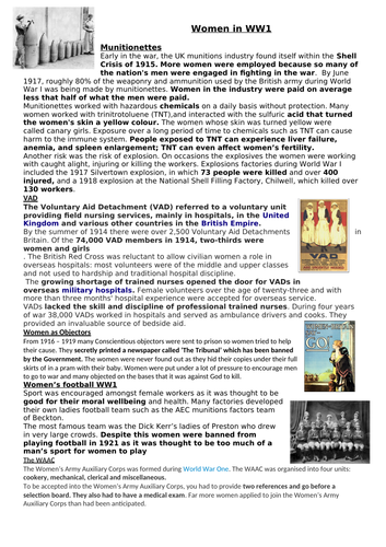 women in ww1 | Teaching Resources
