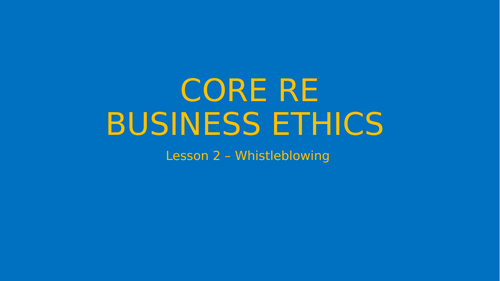 Business Ethics SOW for KS4 CORE RE | Teaching Resources