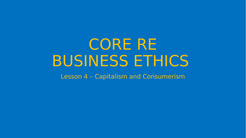 Business Ethics SOW for KS4 CORE RE | Teaching Resources
