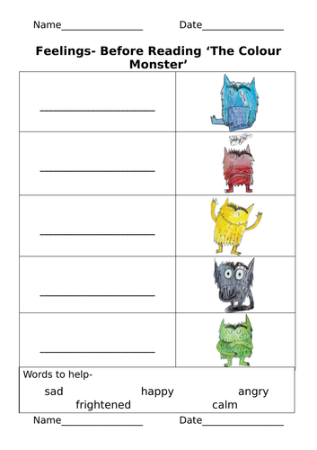 Colour Monster Literacy Tasks | Teaching Resources