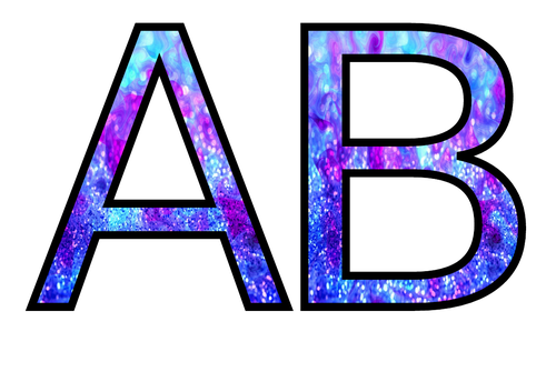 NEW Blue and Purple Glitter Display Lettering Whole Alphabet, Numbers ...
