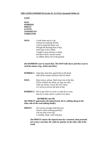The Good Samaritan - A short rhyming play script | Teaching Resources