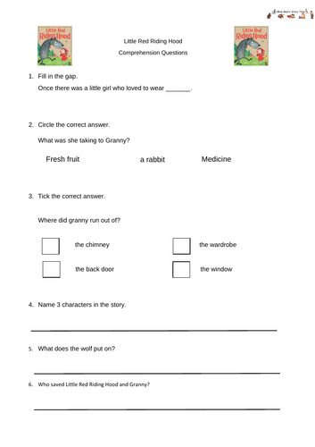 Little Red Riding Hood - Comprehension | Teaching Resources