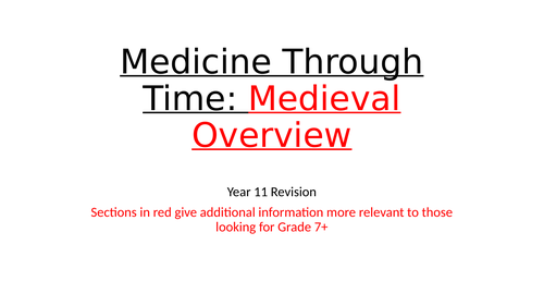 Medicine through Time - Medieval Overview Revision PowerPoint ... Medicine through Time - Medieval Overview Revision PowerPoint ...