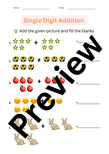 printable single digit addition 1 to 10 Number Math Worksheets for ...