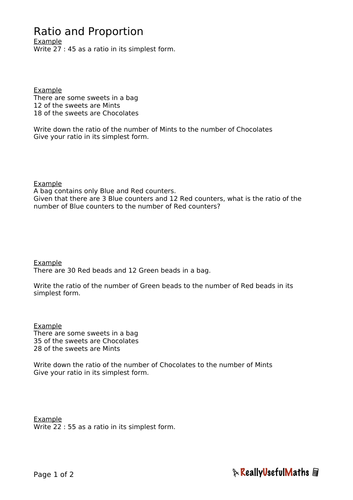 Ratio & Proportion | Teaching Resources