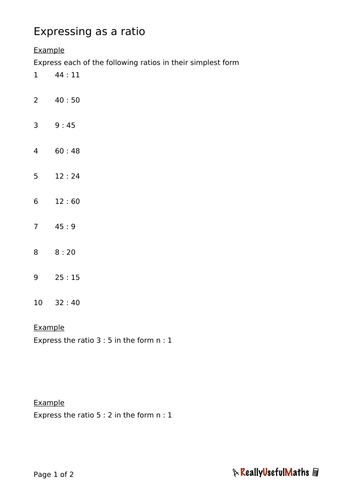 Ratio & Proportion | Teaching Resources