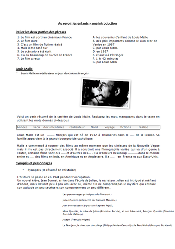 Au revoir les enfants teaching pack | Teaching Resources