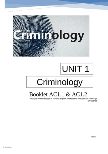 Criminology Unit 1 AC1.1&AC1.2 | Teaching Resources