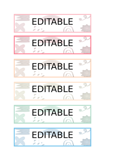 Pastel Rainbow Watercolour Tray/Name Labels (to fit Gratnell trays ...