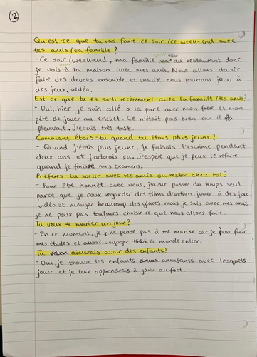 GCSE French Speaking 70+ Questions (with MODEL ANSWERS) | Teaching ...