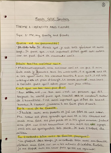 GCSE French Speaking 70+ Questions (with MODEL ANSWERS) | Teaching ...