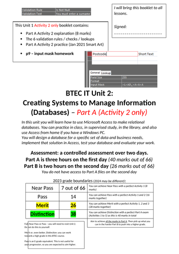 BTEC IT Unit 2 Databases Validation rules, Format checks and Lookups ...