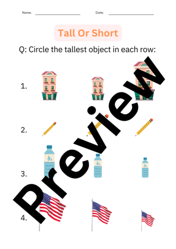 printable tall and short worksheets - tall or short activities for ...