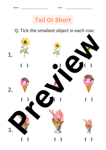 printable tall and short worksheets - tall or short activities for ...