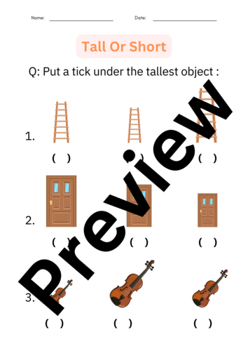 printable tall and short worksheets - tall or short activities for ...