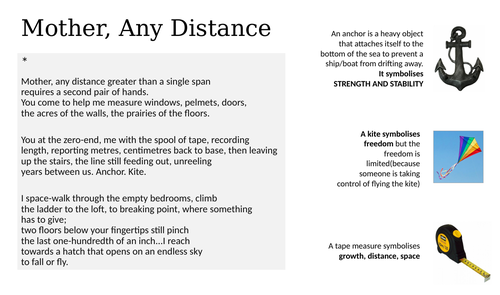 Mother, Any Distance Annotations | Teaching Resources
