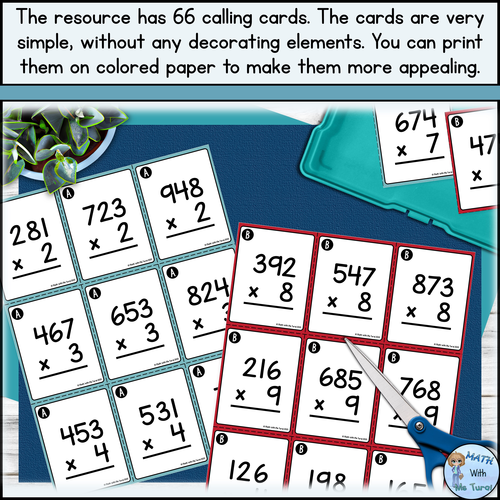 3 Digit by 1 Digit Multiplication Bingo Game | Teaching Resources