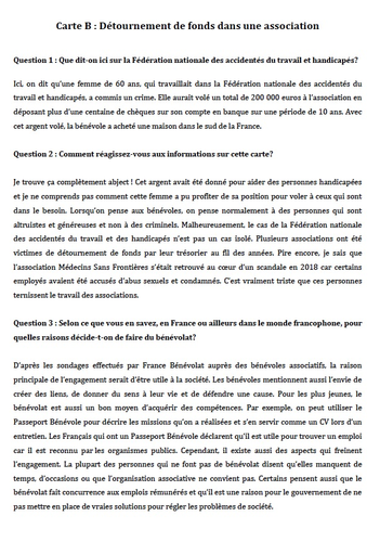 Le bénévolat- Stimulus Cards with model answers and audio | Teaching ...