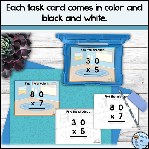 Multi-Digit Multiplication Task Cards | Multiples of 10 by 1-Digit ...