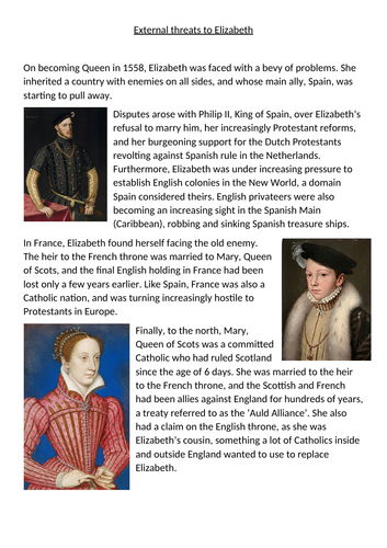 Edexcel GCSE History: 1.1 The situation on Elizabeth's accession. Early ...