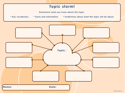 Topic brainstorm study skills worksheet | Teaching Resources