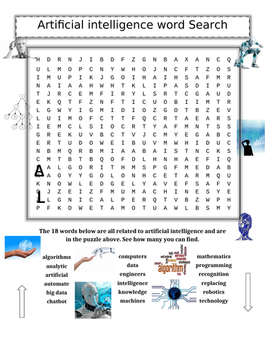 Artificial Intelligence Word Search Puzzle (18 Words) | Teaching Resources