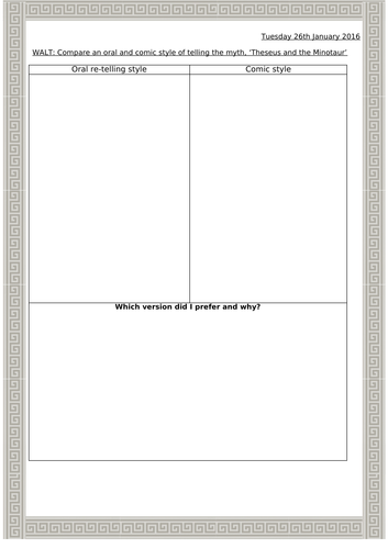 Back to School Year 5 Literacy Greek Myths Worksheets Planning ...