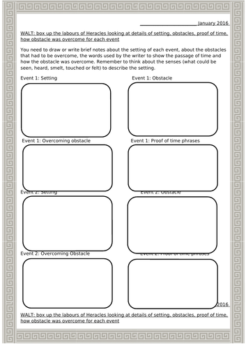 Back to School Year 5 Literacy Greek Myths Worksheets Planning ...