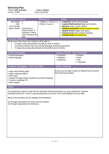 Year 7 Introduction to Drama | Teaching Resources