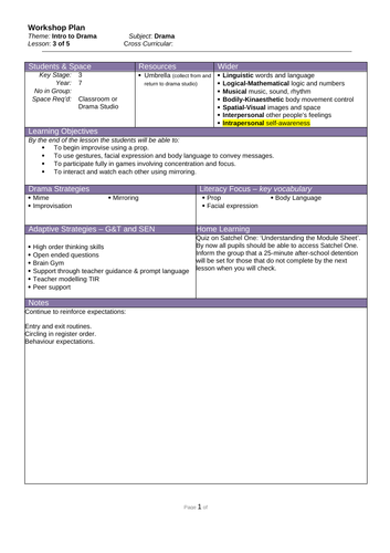 Year 7 Introduction to Drama | Teaching Resources