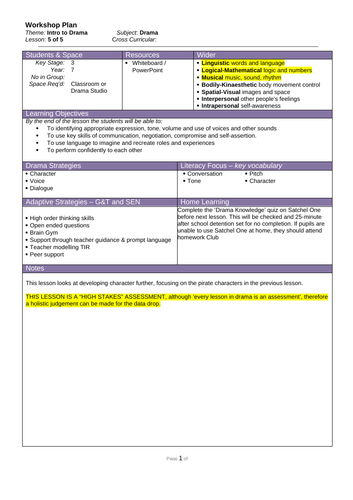 Year 7 Introduction to Drama | Teaching Resources