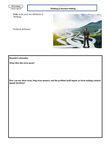 IB Psychology: Thinking & decision making | Teaching Resources