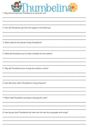 Thumbelina Reading Comprehension | Teaching Resources