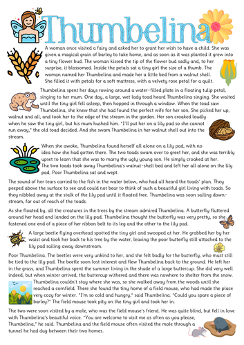 Thumbelina Reading Comprehension | Teaching Resources