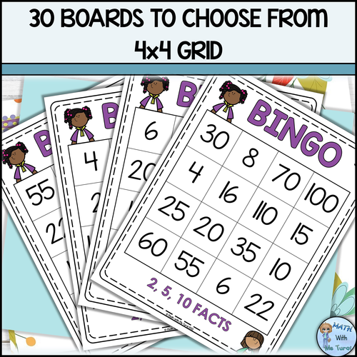 Multiplication Facts 4x4 Bingo | 2, 5, and 10 Facts | Teaching Resources
