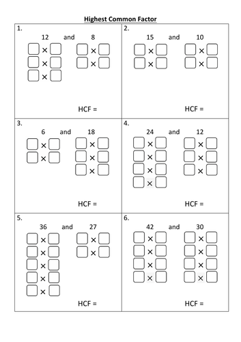 Factors & Highest Common Factor (HCF) | Teaching Resources