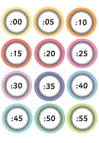 Pastel Rainbow Clock labels - Telling the time labels - 2 Themes ...