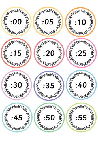 Pastel Rainbow Clock labels - Telling the time labels - 2 Themes ...