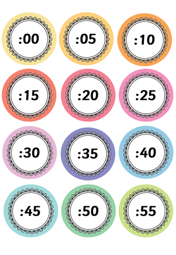 Pastel Rainbow Clock labels - Telling the time labels - 2 Themes ...