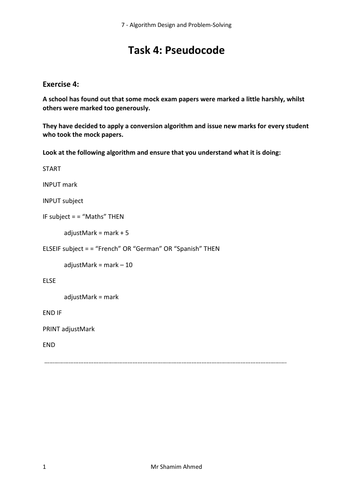 iGCSE Computer Science - Unit 7 Algorithm Design and Problem-Solving ... iGCSE Computer Science - Unit 7 Algorithm Design and Problem-Solving ...